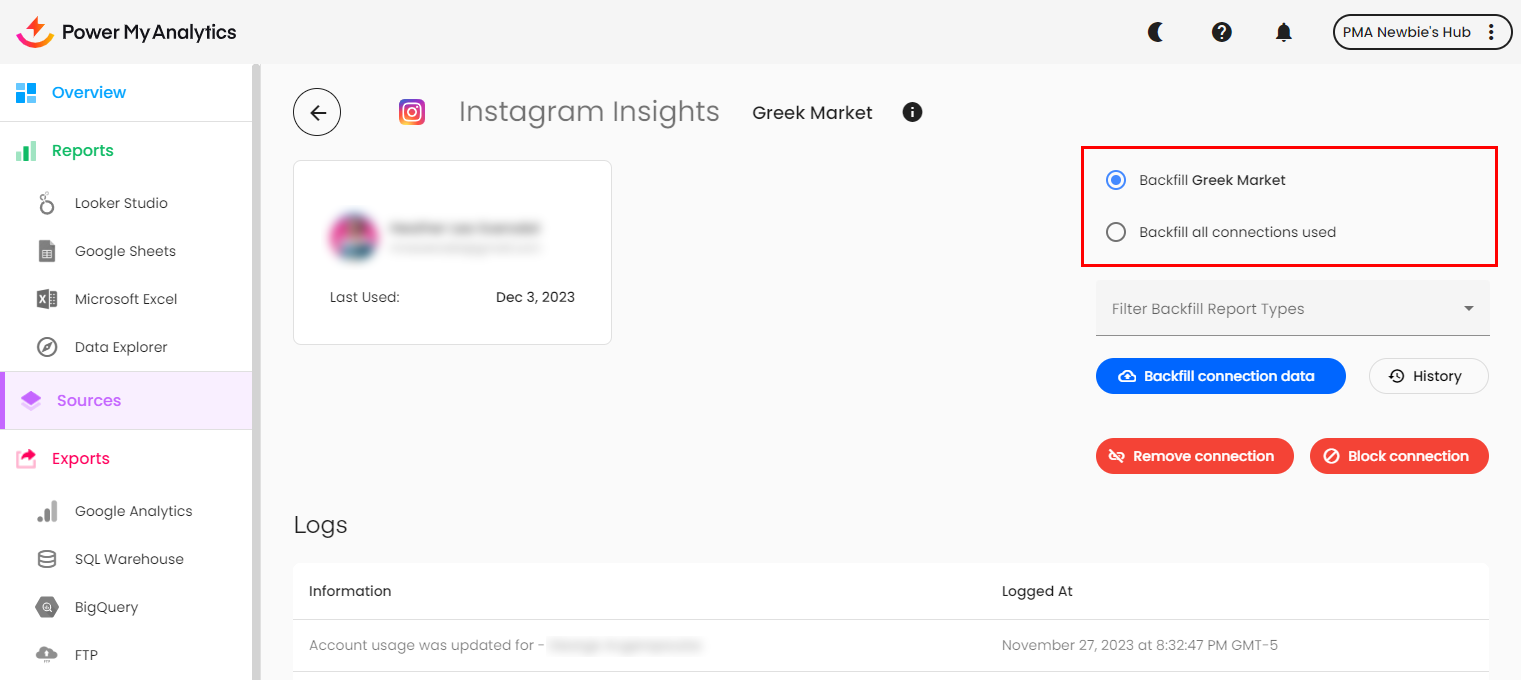 Backfill Connection Data